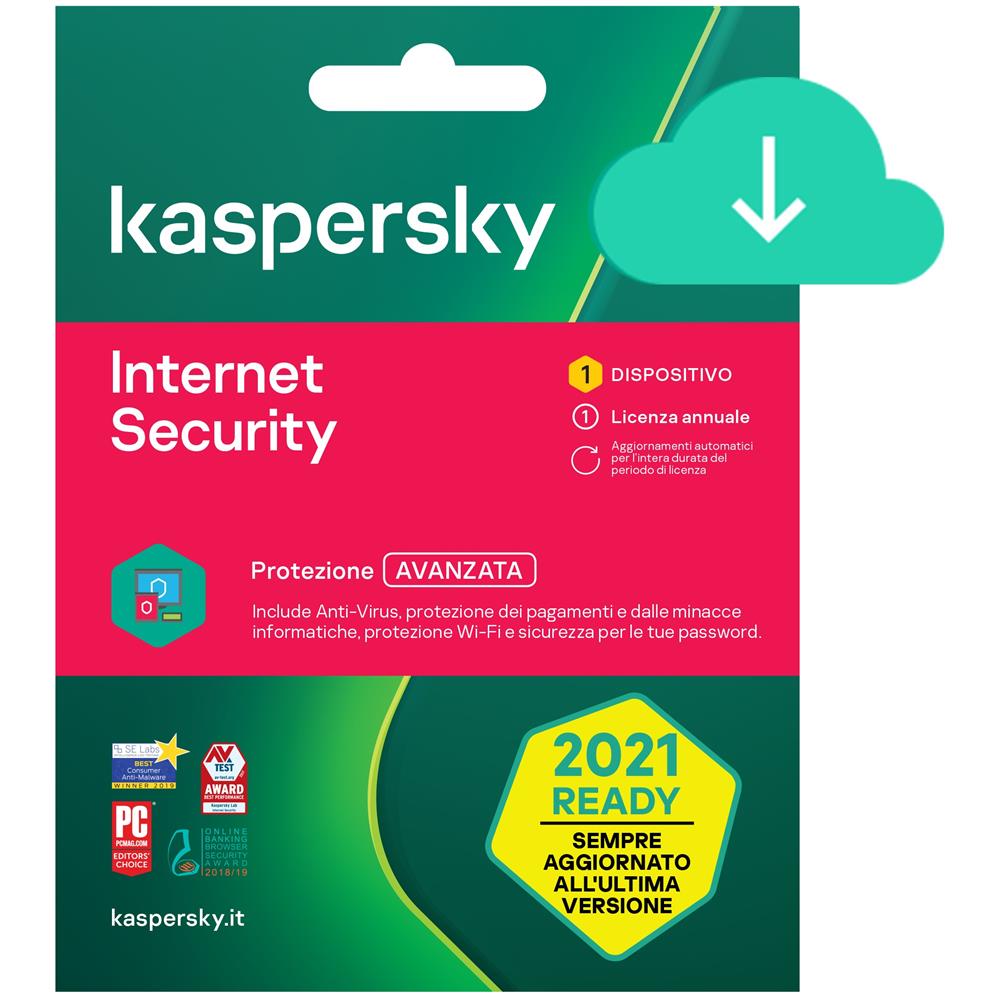 KASPERSKY - Internet Security 2021 | 1 Dispositivo | Licenza di 1 anno ...