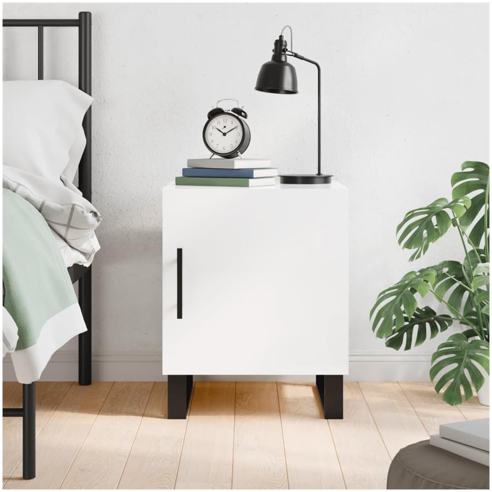 VIDAXL - Comodino Bianco Lucido 40x40x50 Cm In Legno Multistrato - ePRICE