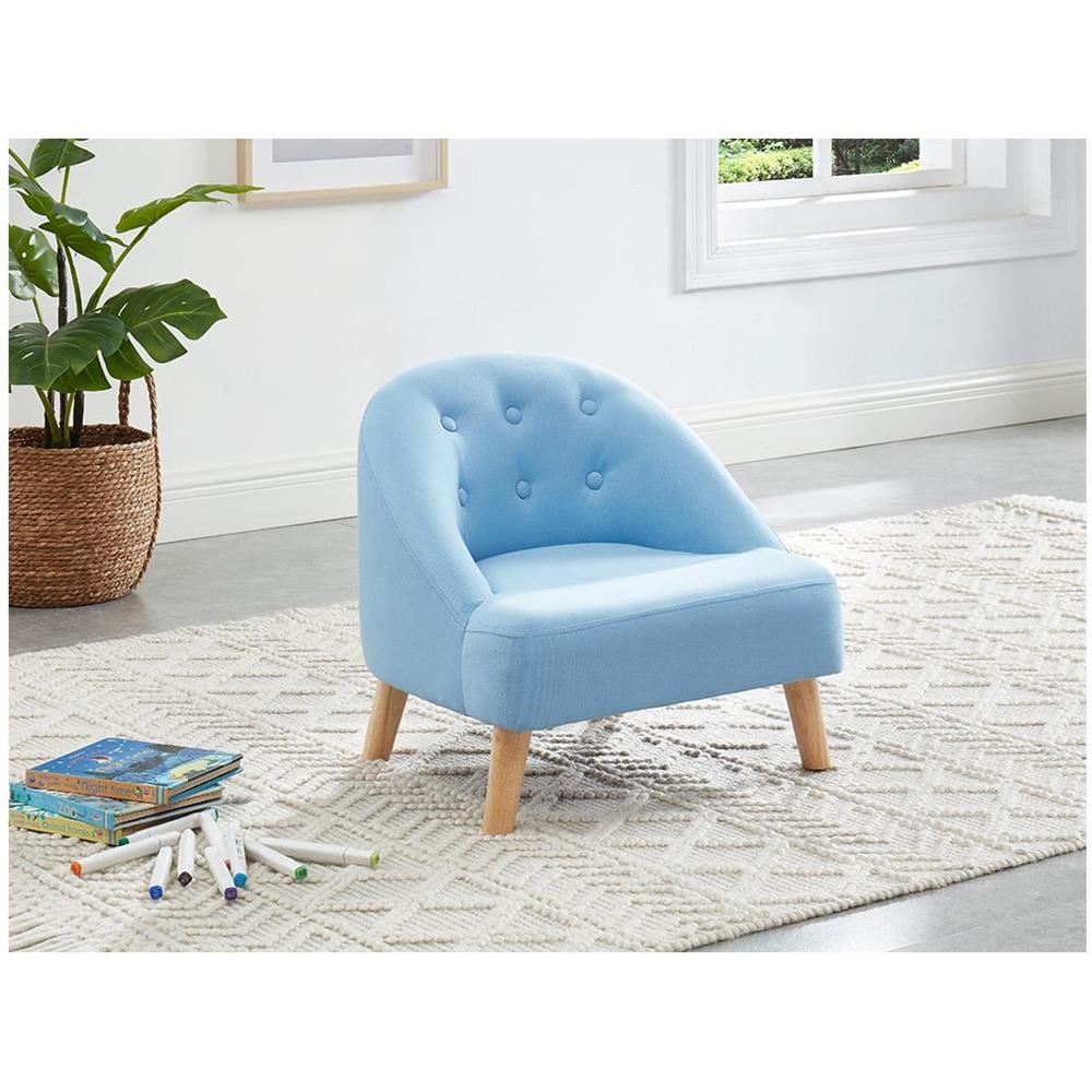 VENTE-UNIQUE - Poltrona Per Bambini In Tessuto 100% Cotone Blu Pastello ...