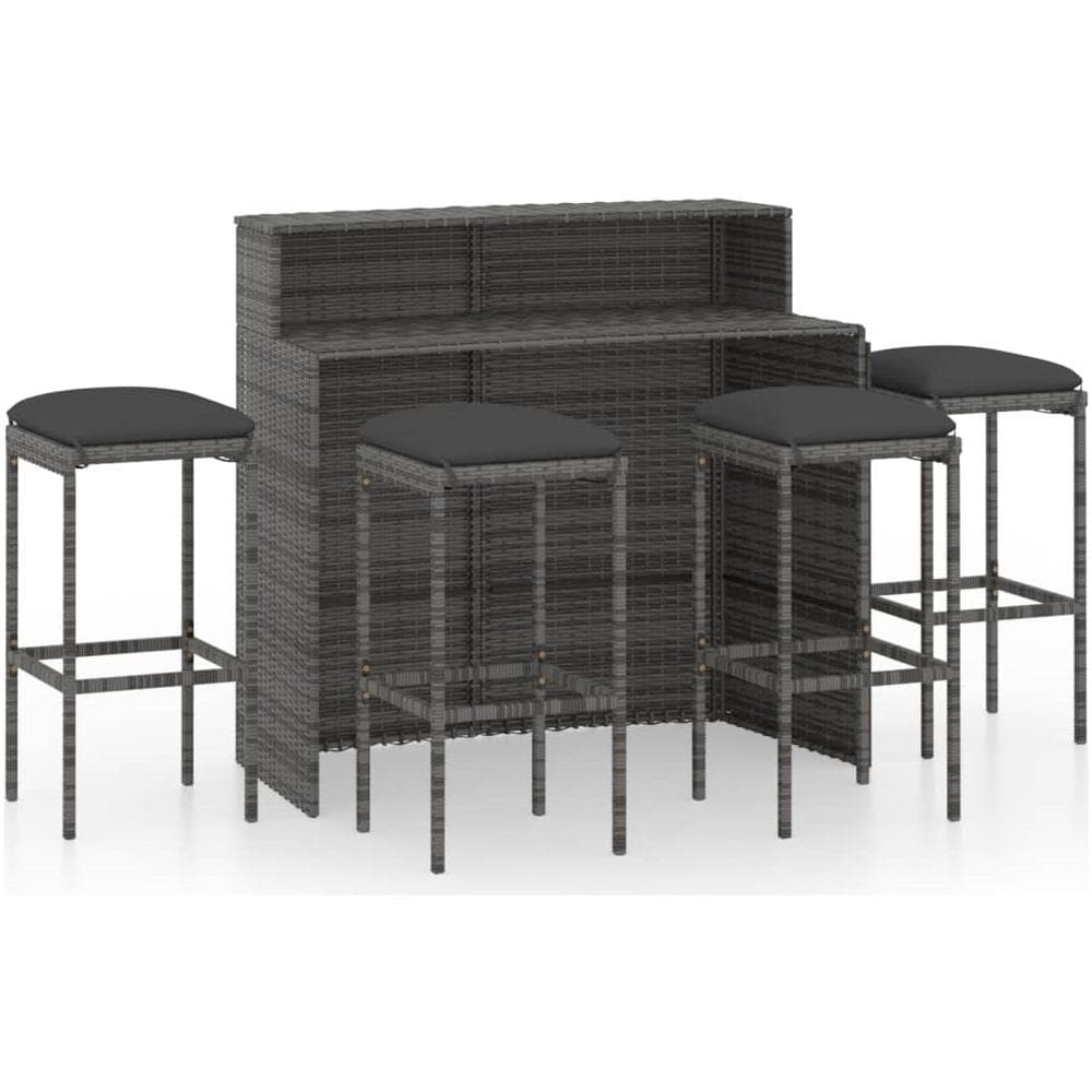 VIDAXL - Set Bar Da Giardino 5 Pz Con Cuscini Grigio - ePRICE