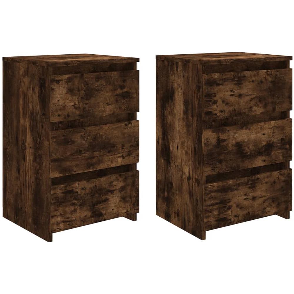 VIDAXL - Comodini Rovere Fumo 2 pz 40x35x62,5 cm in Legno Multistrato ...