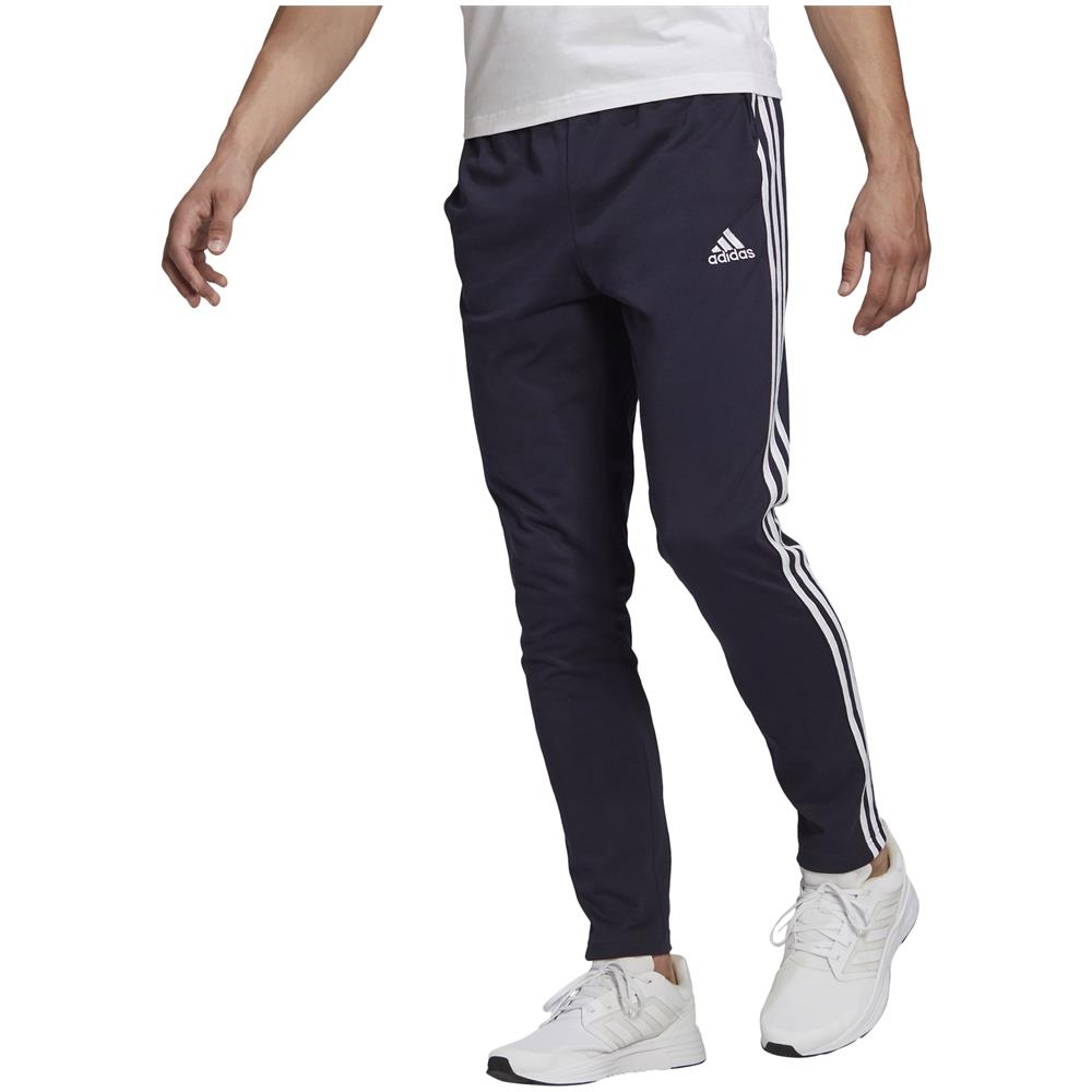 adidas - Pantalone Da Uomo Essentials Single Jersey Tapered Open Hem 3-stripes Blu Taglia Xxl ...