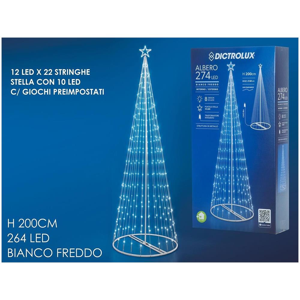 ENZO RAGOSTA SRLS - Albero Di Natale Luminoso A Cono Bianco Freddo 264 ...