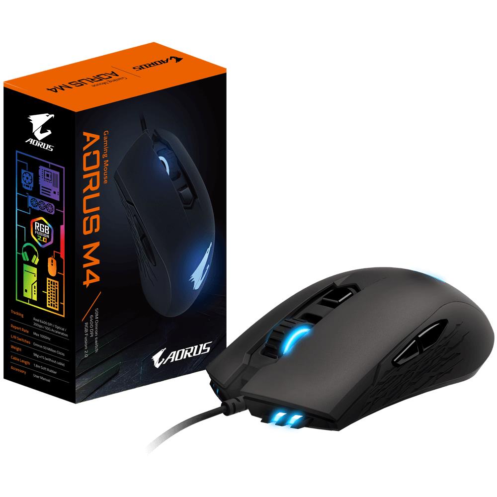 GIGABYTE - Mouse Gaming AORUS M4 Ambidestro USB tipo A Ottico 6400 DPI ...