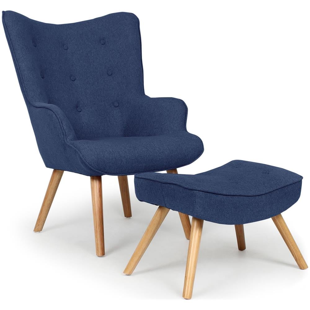 MENZZO - Poltrona + Pouf Scandinavi Lylou In Tessuto Blu - ePRICE