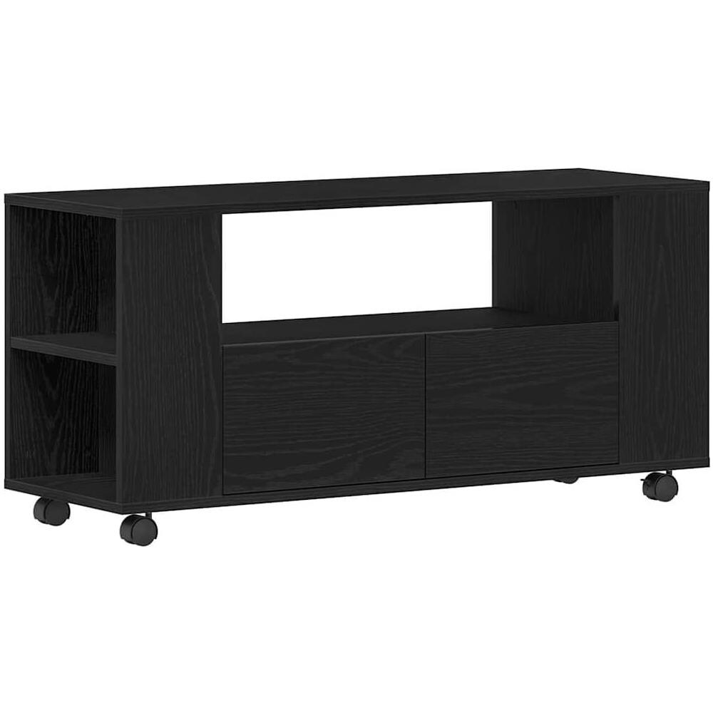 vidaXL - Mobile Porta TV con Ruote Rovere Nero 102x34,5x43 cm ...