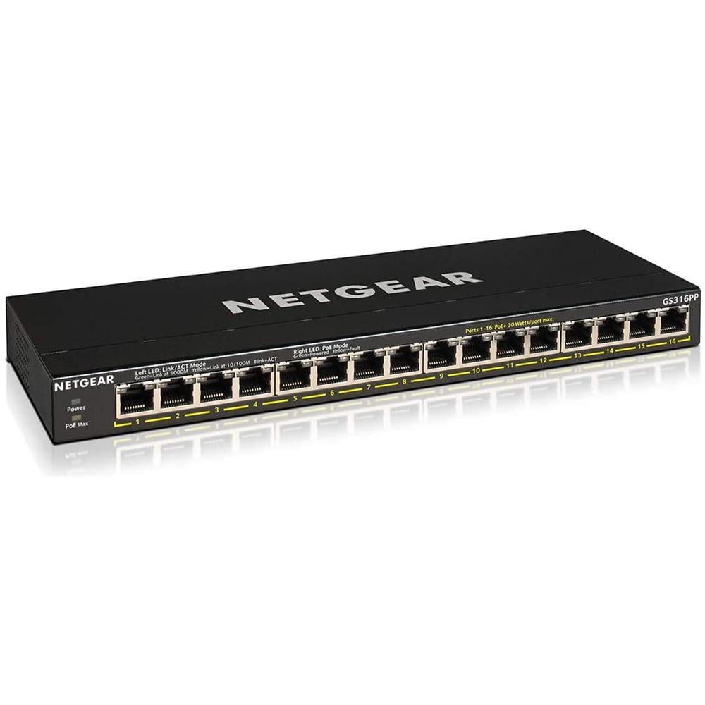 NETGEAR - Switch GS316PP 16 Porte Ethernet PoE 10 / 100 / 100 Mbps RJ45 ...