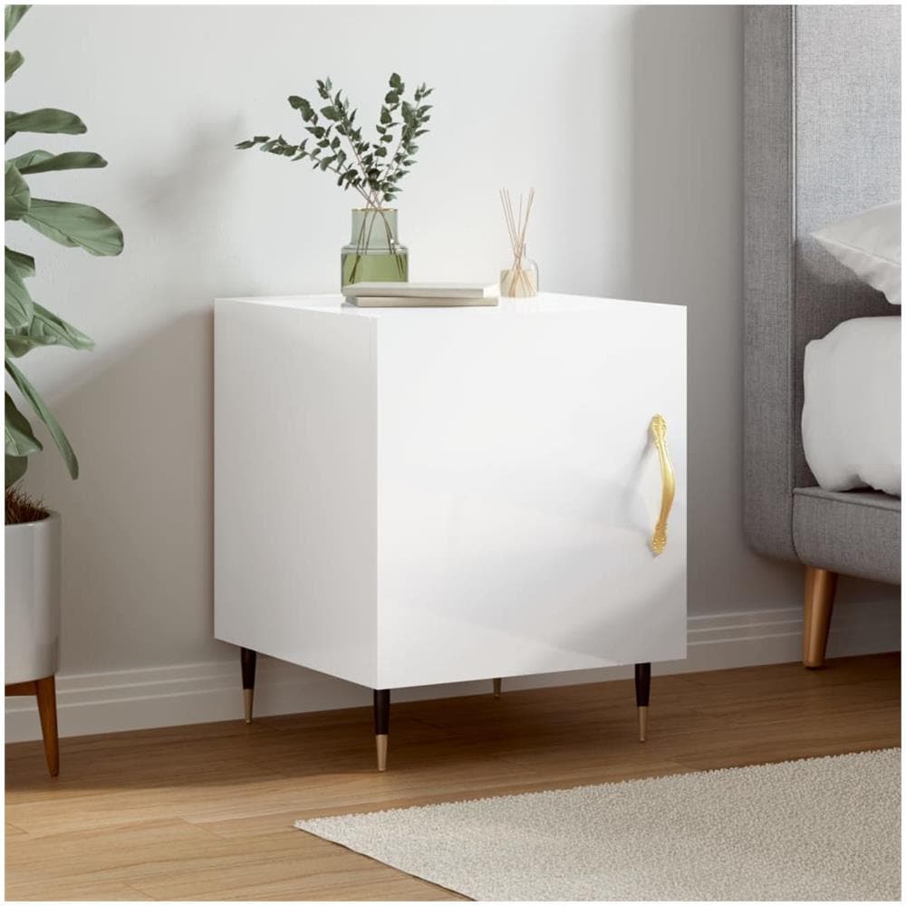 VIDAXL - Comodino Bianco Lucido 40x40x50 Cm In Legno Multistrato - ePRICE