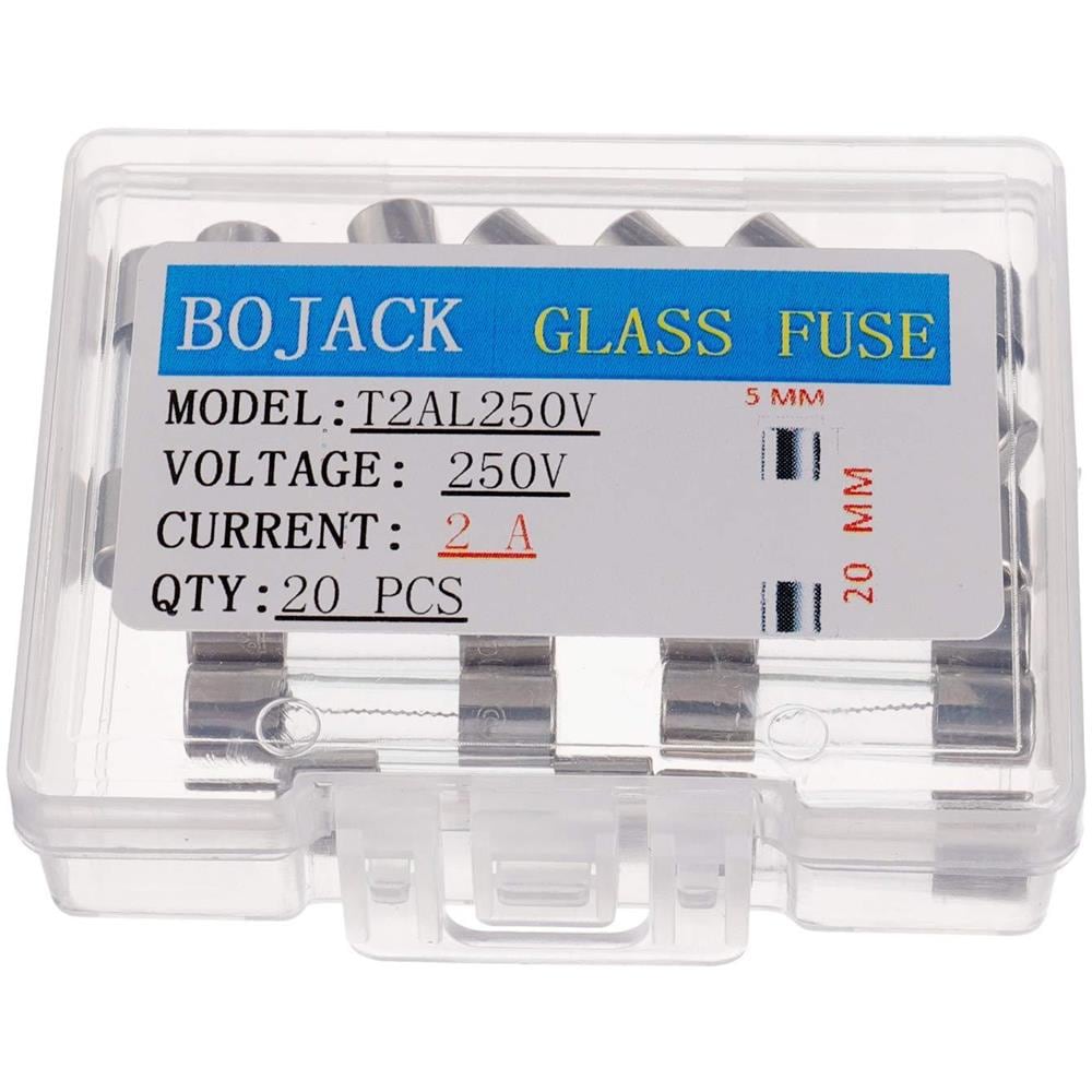 BOJACK - T2al250v 5x20mm 2a 250v Ritardato Fusibili 2 Amp 250 Volt 02 X ...
