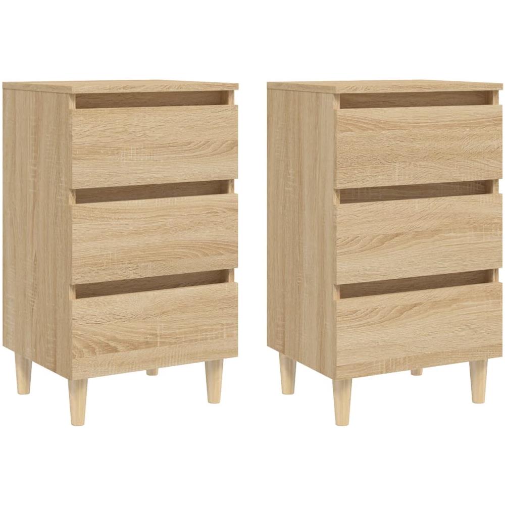 VIDAXL - Comodini con Gambe Legno Massello 2pz Rovere Sonoma 40x35x50 ...