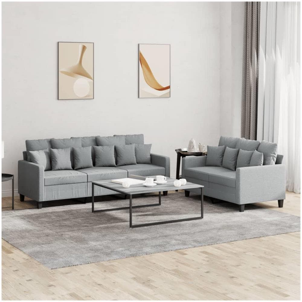 VIDAXL - Set Di Divani 2 Pz Con Cuscini Grigio Chiaro In Tessuto - ePRICE