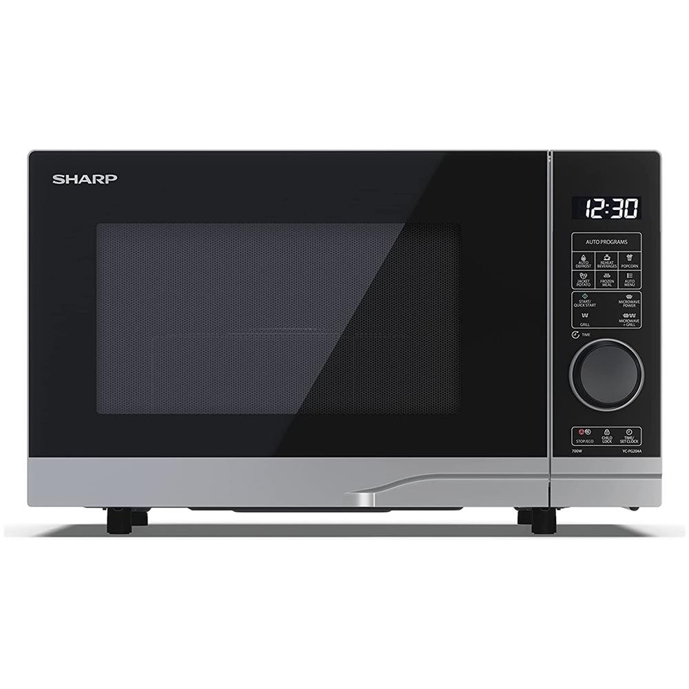 SHARP - Forno Microonde con Grill YC-PG204AE-S Capacità 20 Litri Potenza 700 Watt Colore Argento ...