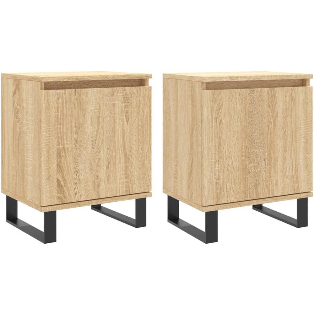 VIDAXL - Comodini 2 Pz Rovere Sonoma 40x30x50 Cm In Legno Multistrato ...