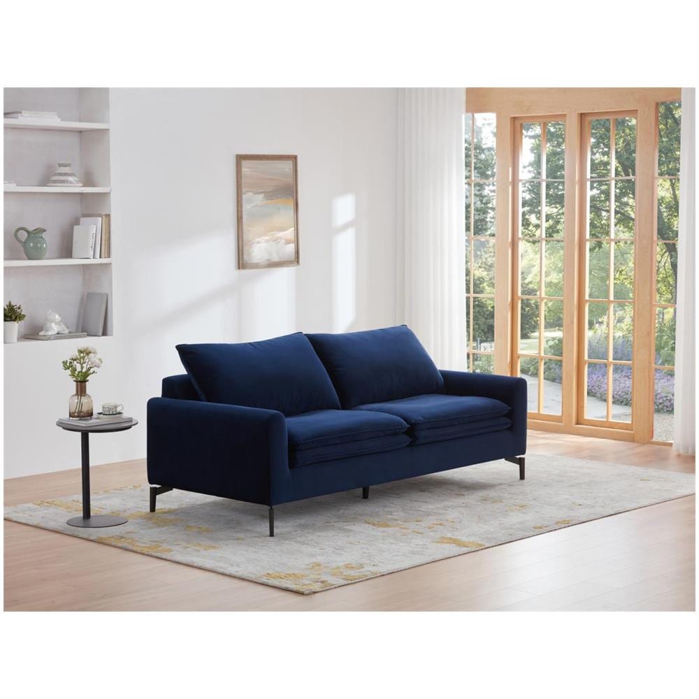 VENTE-UNIQUE - Divano 3 Posti In Velluto Blu Notte - Isena - ePRICE