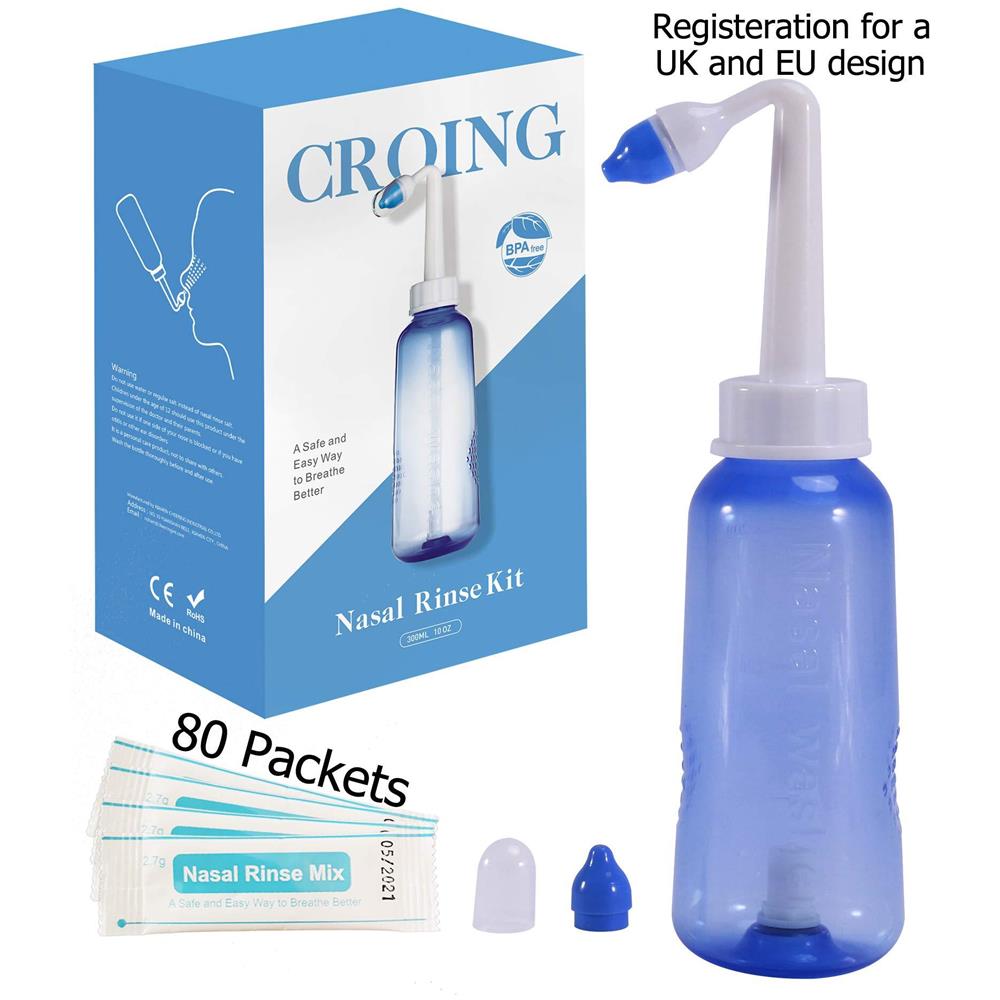 CROING - Bottiglia 300ml Con 80 Pacchetti Neti Salt Nasale Sciacquare ...