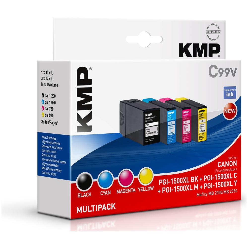 KMP - C99V Multipack BK / C / M / Y compatibi. con Canon PGI-1500 XL ...