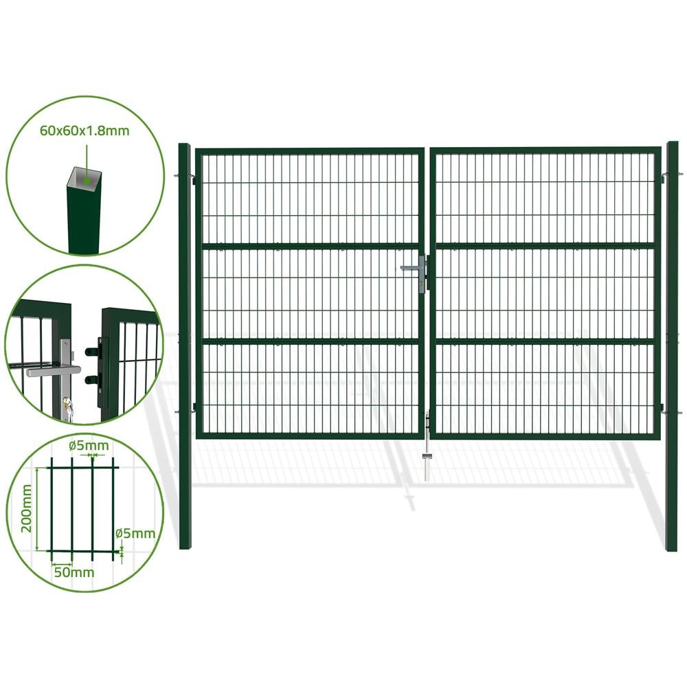 CASANOOV - Cancello A Battente In Rete Metallica 3m Razo 300b180 Verde ...