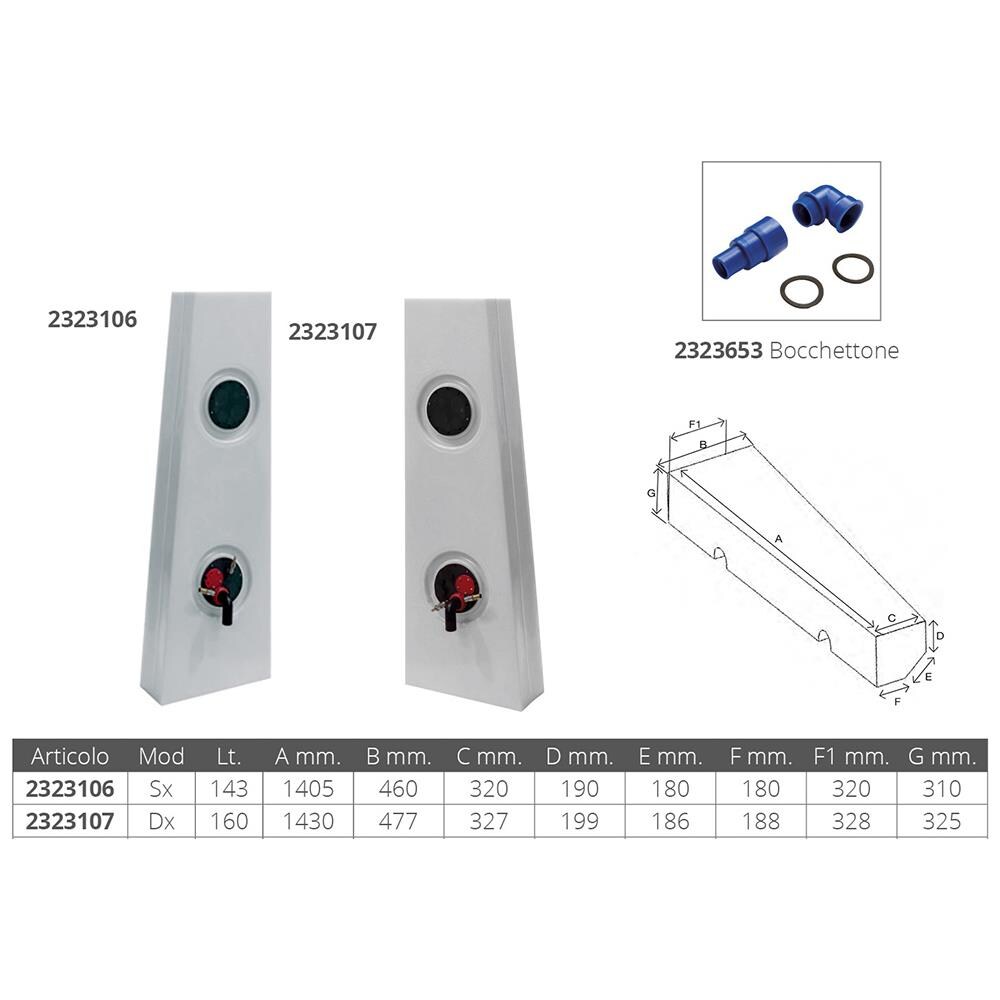 CAN-SB MARINE PLASTICS - Serbatoio Per Acqua Potabile 143lt 160lt ...