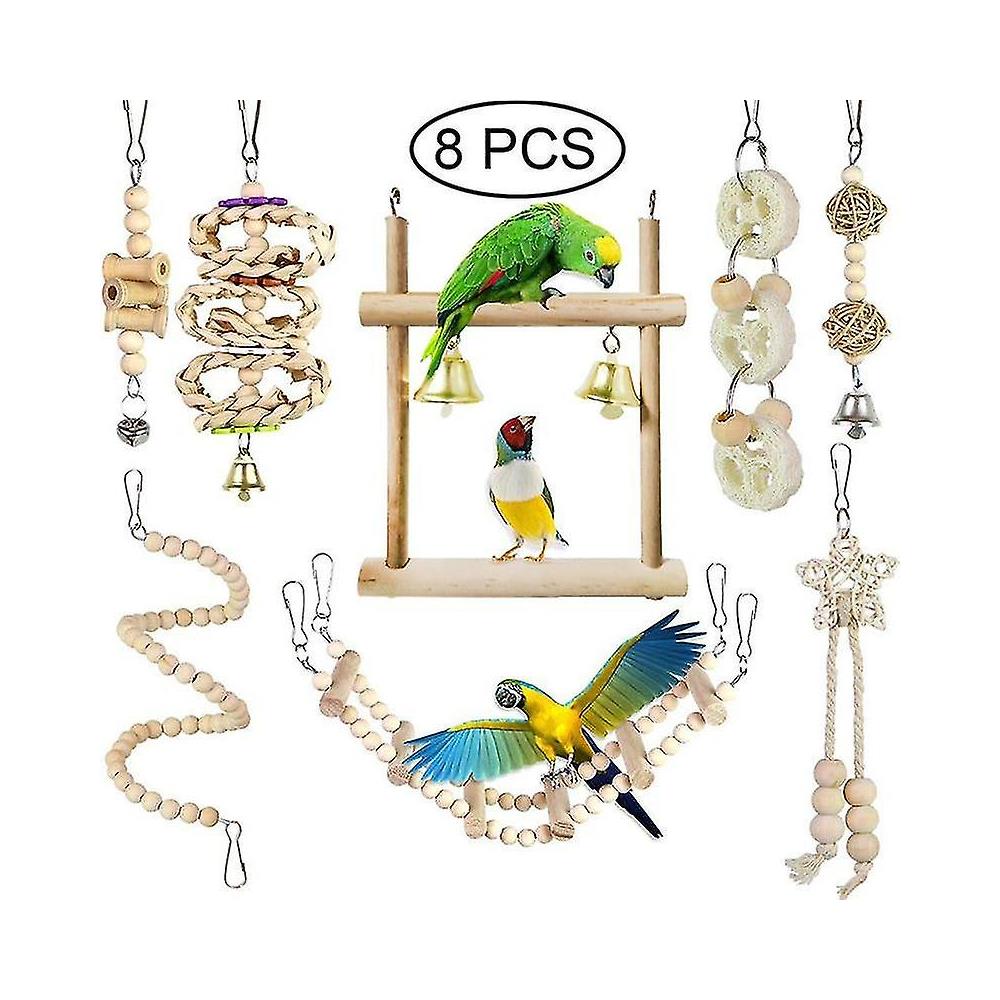 HTN - 8 Pezzi Giocattolo Pappagallo Uccelli In Legno In Piedi A Forma ...