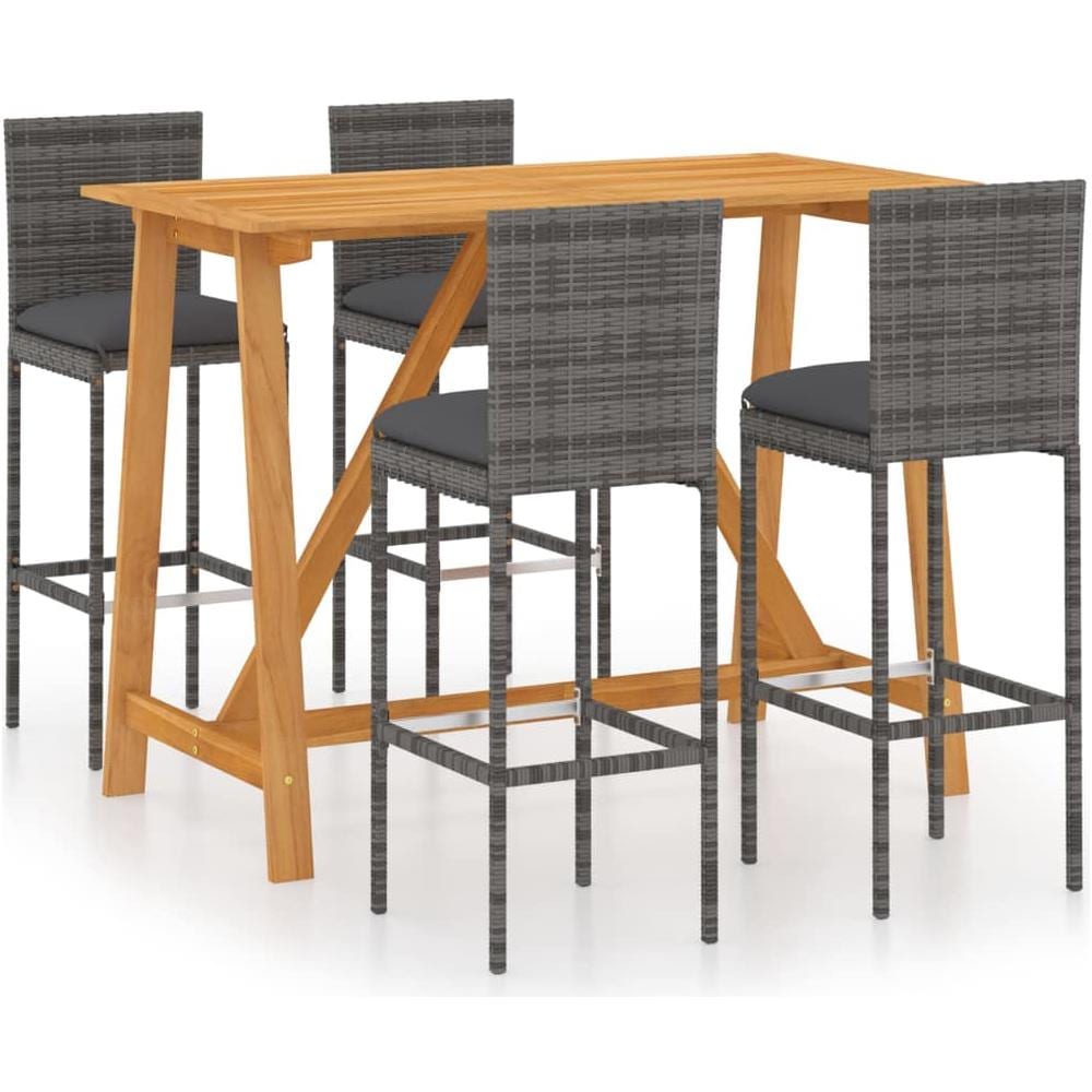 VIDAXL - Set Da Bar Da Giardino 5pz Con Cuscini Grigio - ePRICE