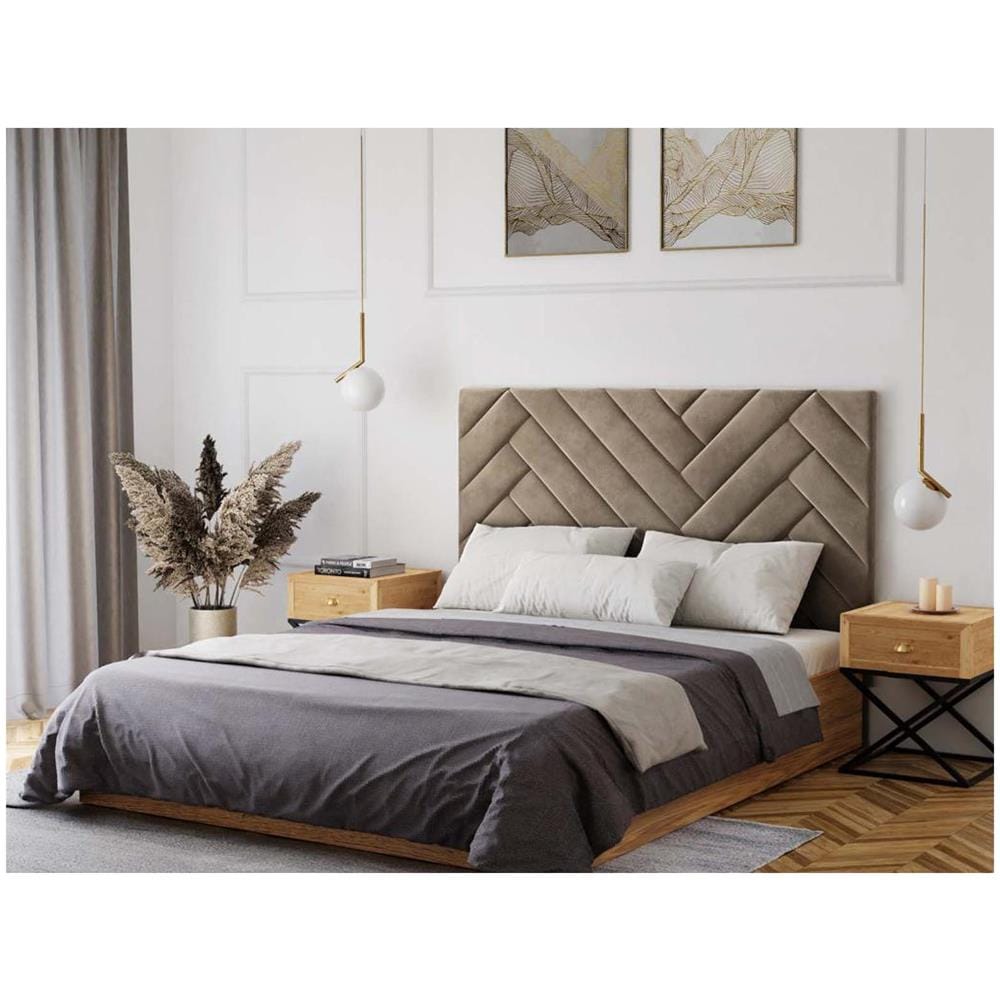 VENTE-UNIQUE - Testata 160 Cm Velluto Beige - Sukiali - ePRICE