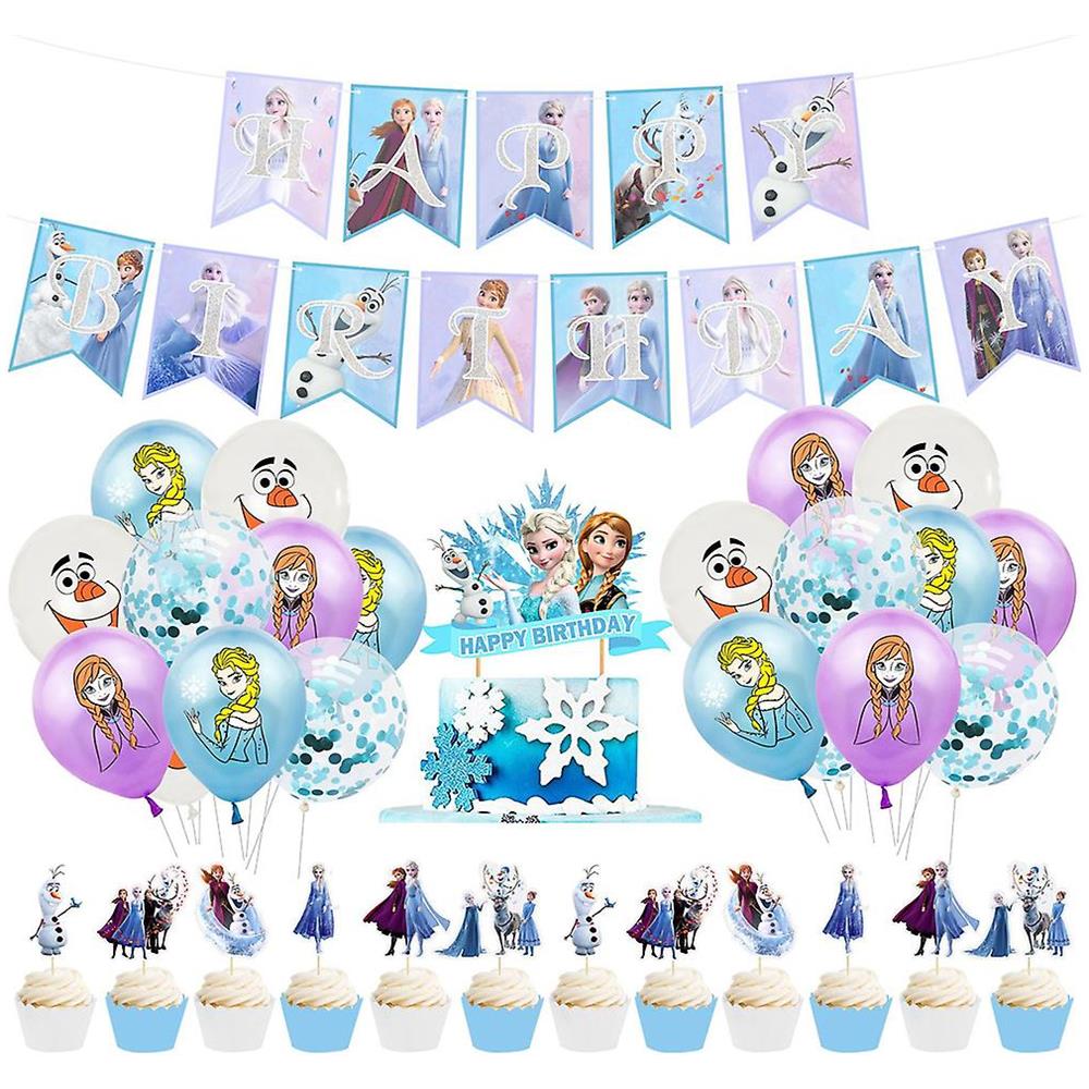 HTN - Frozen 2 Elsa Anna A Tema Banner Banner Cake Topper Set Kids Girl ...
