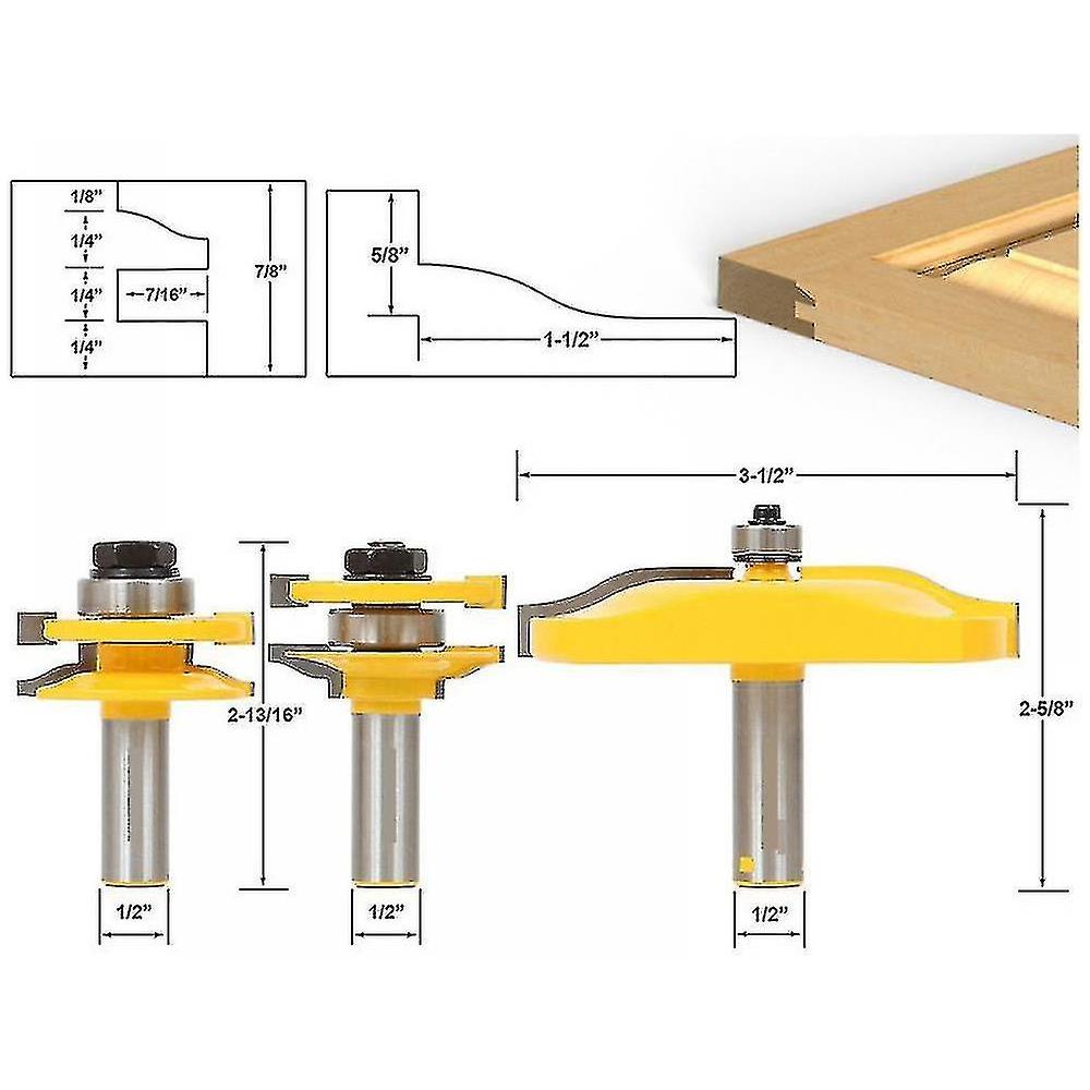 HTN - 1/2 Pannello Rialzato Router 3pcs Cutter Porter Strumenti Di ...