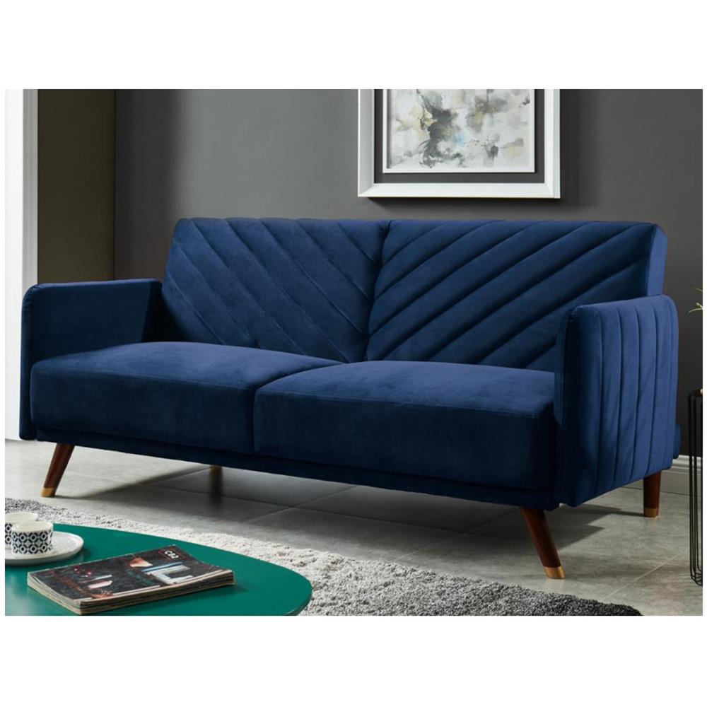 VENTE-UNIQUE - Divano Letto Clic Clac 3 Posti In Velluto Blu Notte ...