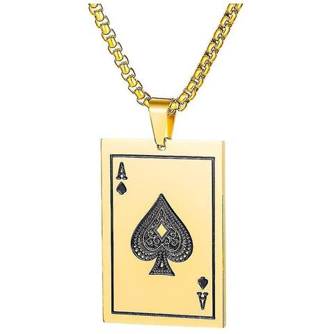 HTN - Titanio Steel Ace Of Spades Playing Card Cenndant Chain - ePRICE