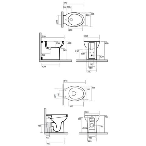 Axa - Vaso A Terra E Bidet A Terra In Ceramica Bianco Axa - Prime - ePRICE