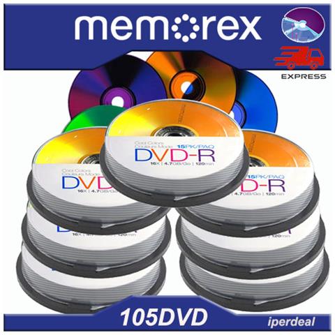MEMOREX - 105 PZ DVD-R MEMOREX 16X 4,7GB 120 MIN. COOL COLORS - ePRICE