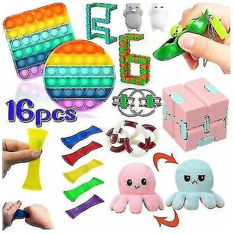 HTN - 16x Fidget Sensory Toy Set Autism Sen Adhs Pop It Fidget Stress ...